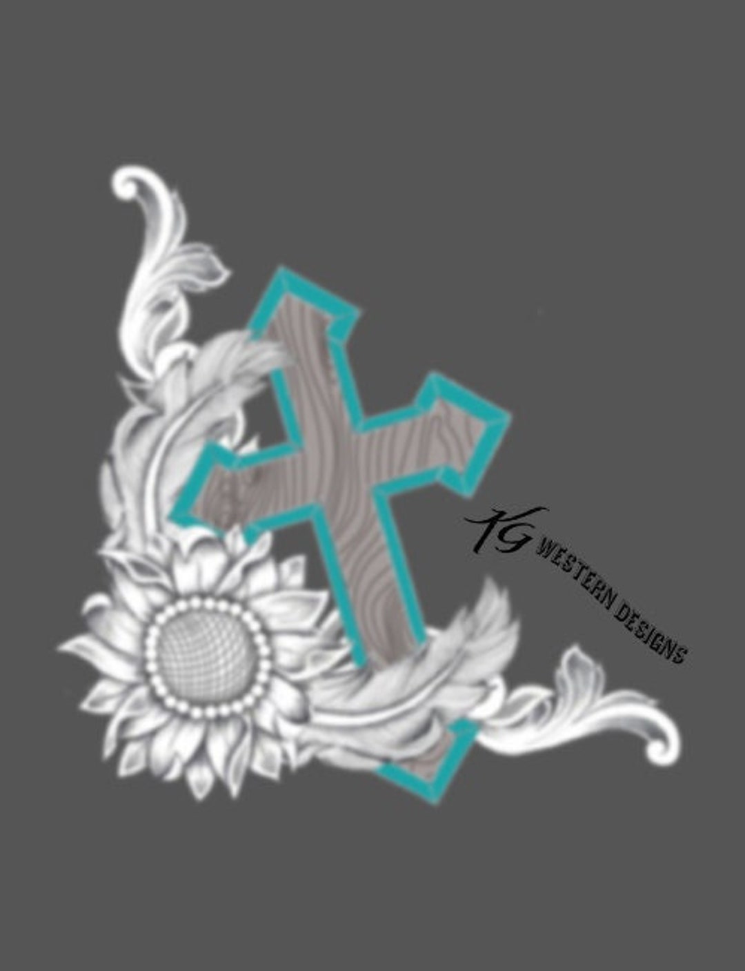 Corner Sunflower-cross-feathers Leather Tooling Design Pattern - Etsy