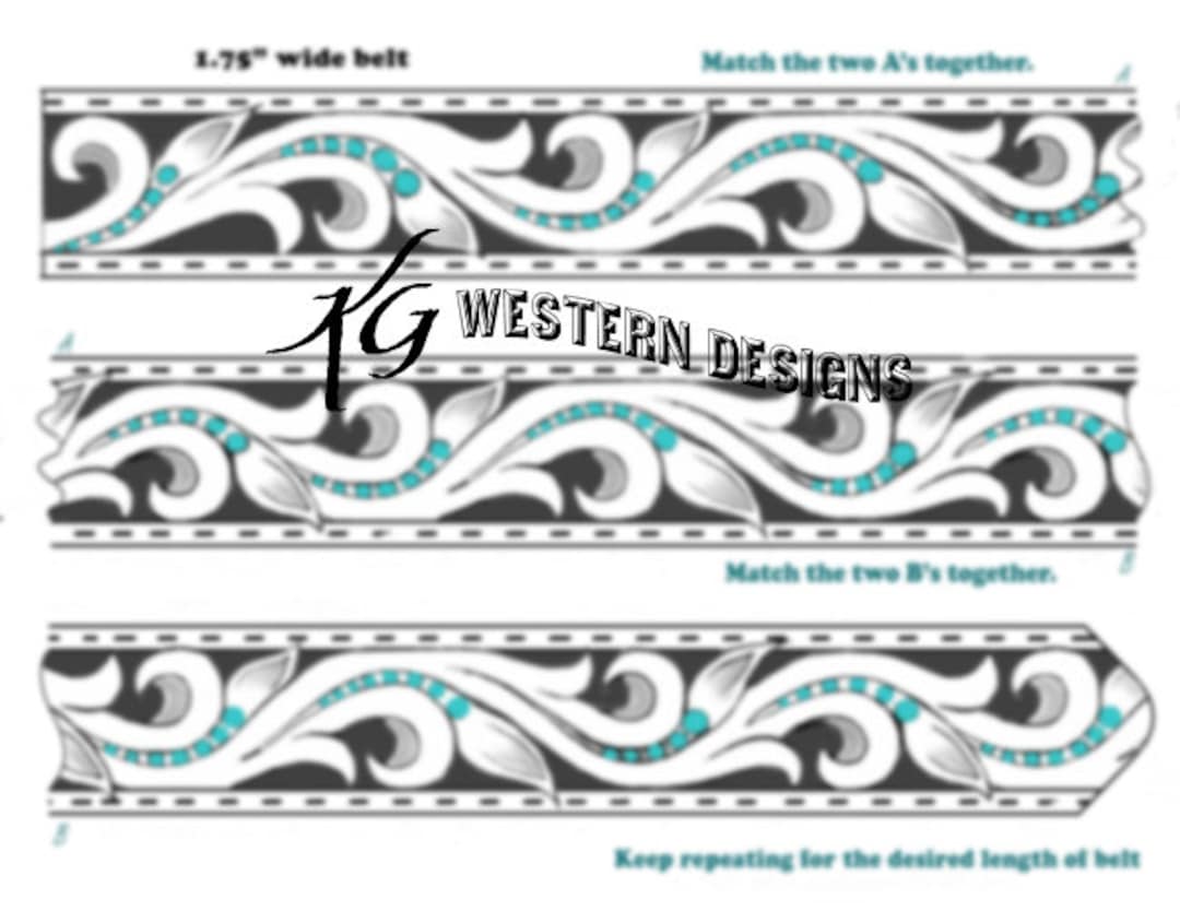 Leather Belt Pattern, Feathers, Vines and Scrolls, Tooling Design PDF Download - Etsy