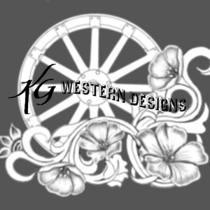 Western Wagon Wheel & Lewisflax Flowers, Corner Frame- Leather Tooling ...