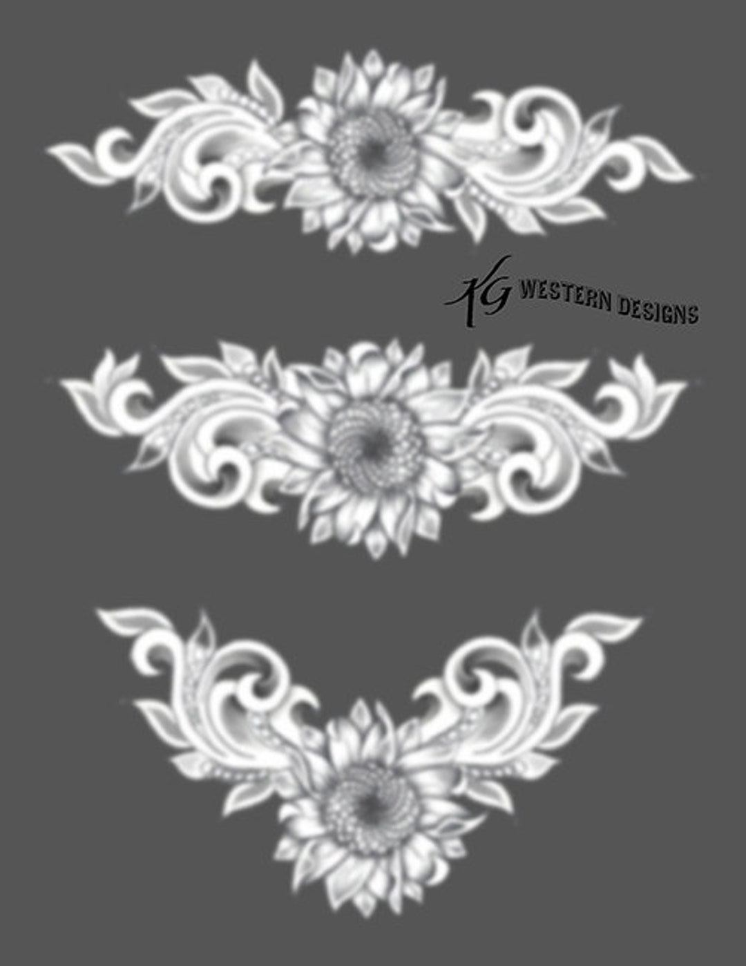 Leather-tooling-sunflower Border Design Pattern 3 Pack - Etsy