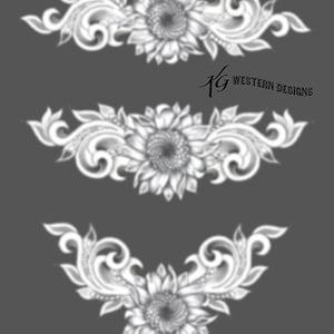 Leather-tooling-sunflower Border Design Pattern 3 Pack - Etsy