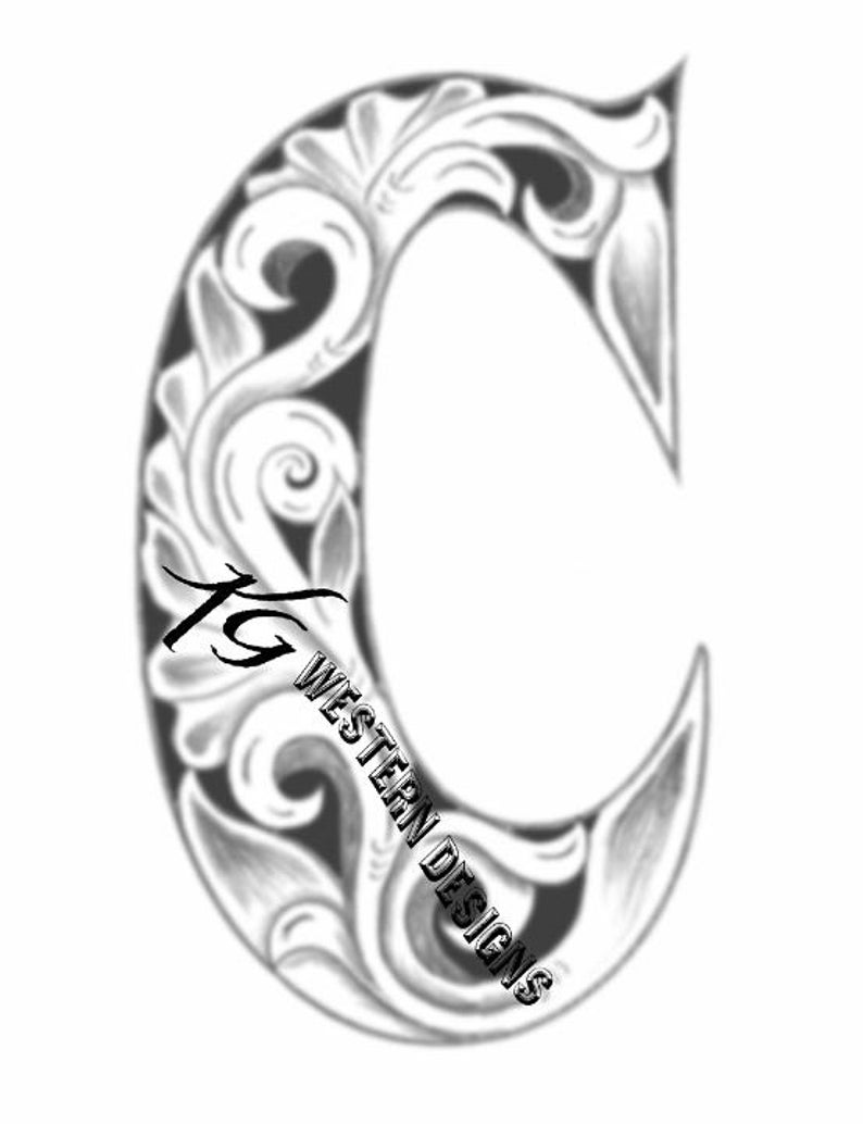 Letter C- Leather Tooling-vines -tracing Design Pattern - Etsy