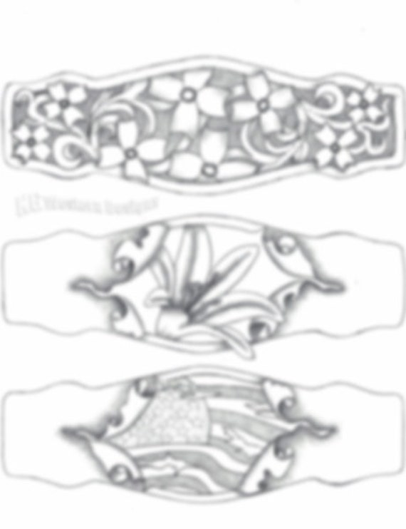 American Flag Flowers Leather Tooling Bracelet Pattern Pack - Etsy