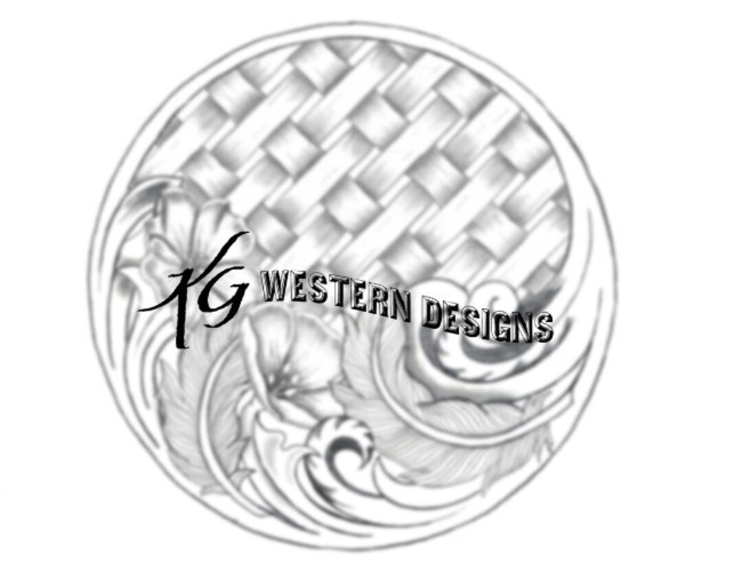 Round Purse-rope Can Large Basket Weave Western Scrollwork and Feathers ...