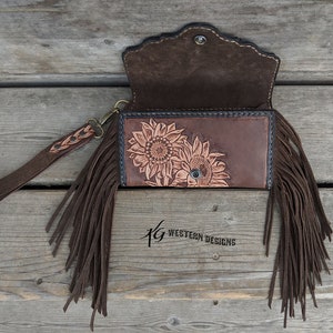 Leather Tooled Wallet Pattern PDF- Bi-fold Clutch With Fringe and Inlay ...
