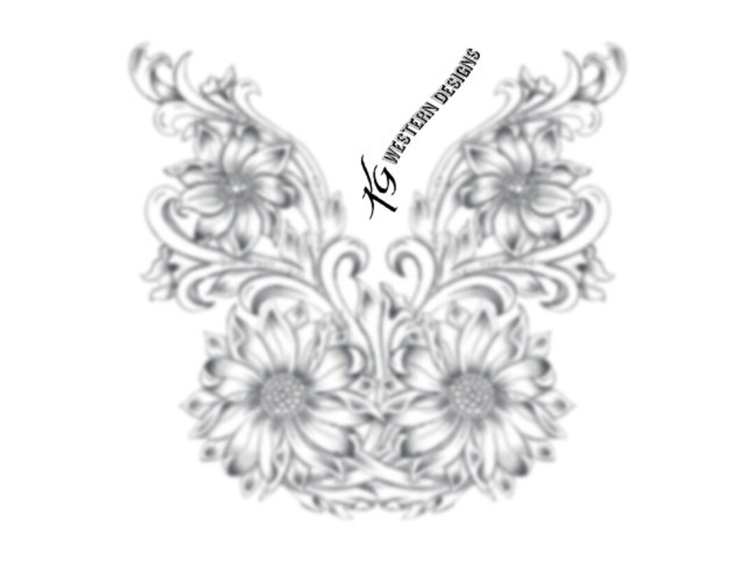 Leather Tooling Pattern Butterfly Shape Floral Daisy Sunflower Design ...