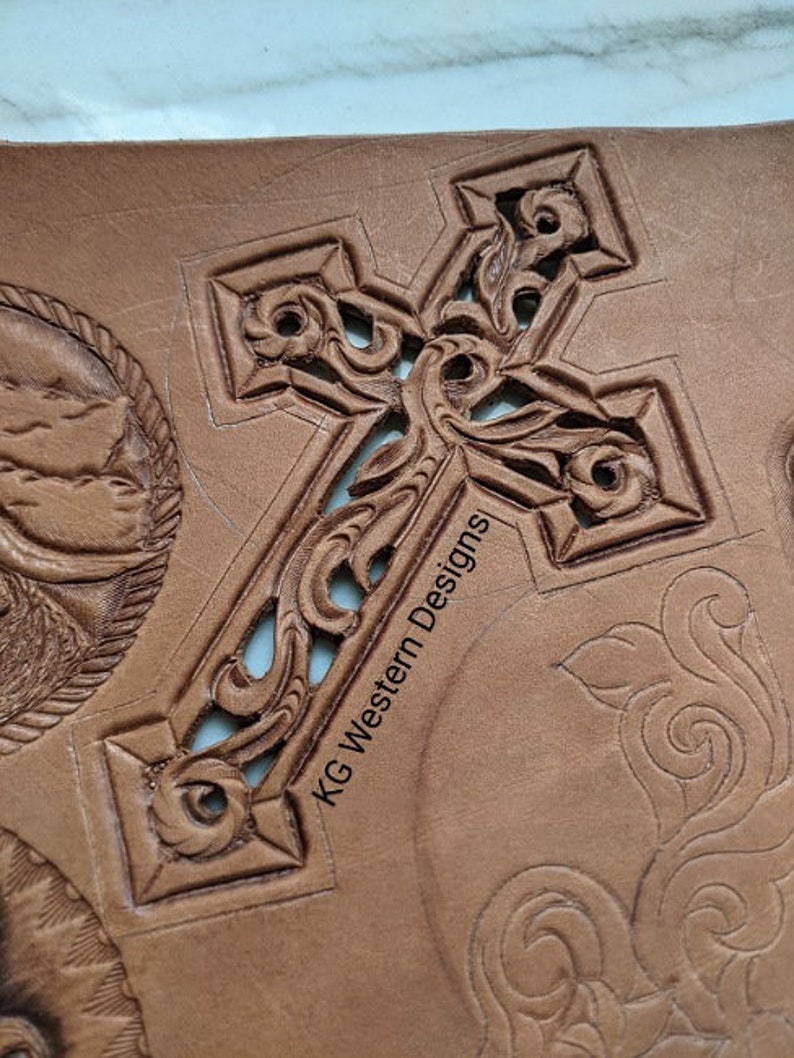Western Cross Filigree Leather Tooling Tracing Design Pattern, Western ...