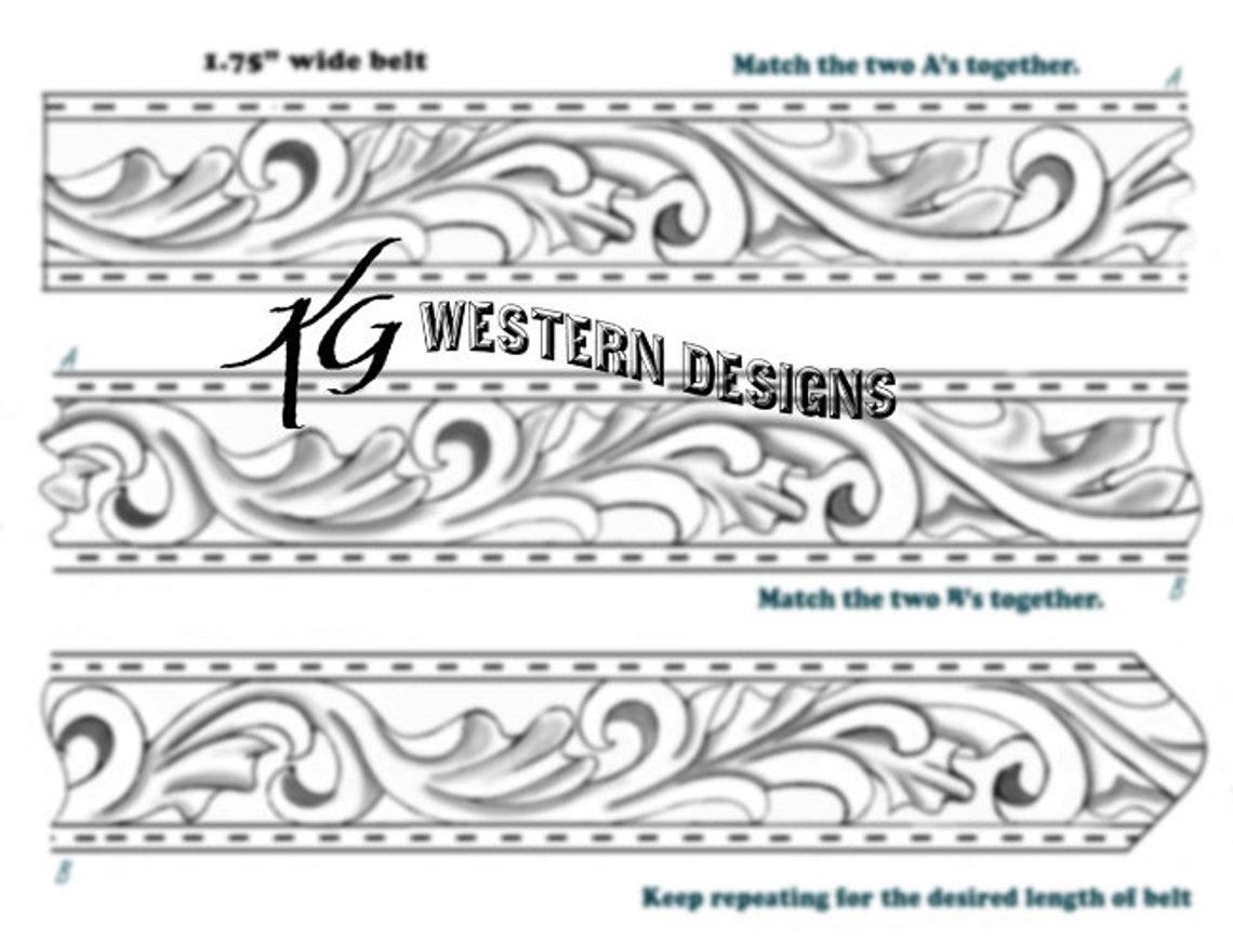 3 Leather Belts- PDF Pack- Western Tooling, Western Scrollwork, No ...