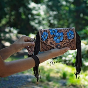 Leather Tooled Bifold Wallet Clutch Pattern Template With Fringe PDF ...