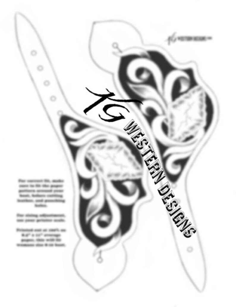 Leather Spur Strap Pattern PDF -tooling Template- Turquoise Stone With ...
