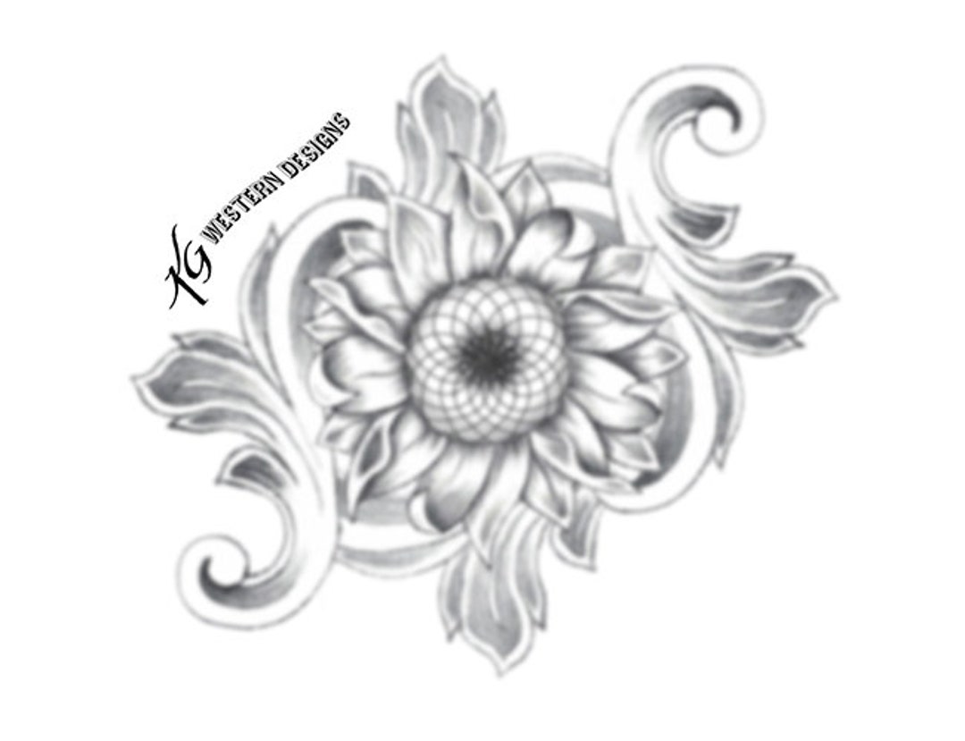 Sunflower Floral Vines Leather Tooling Design Pattern Download - Etsy