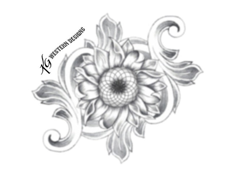 Sunflower Floral Vines Leather Tooling Design Pattern Download - Etsy