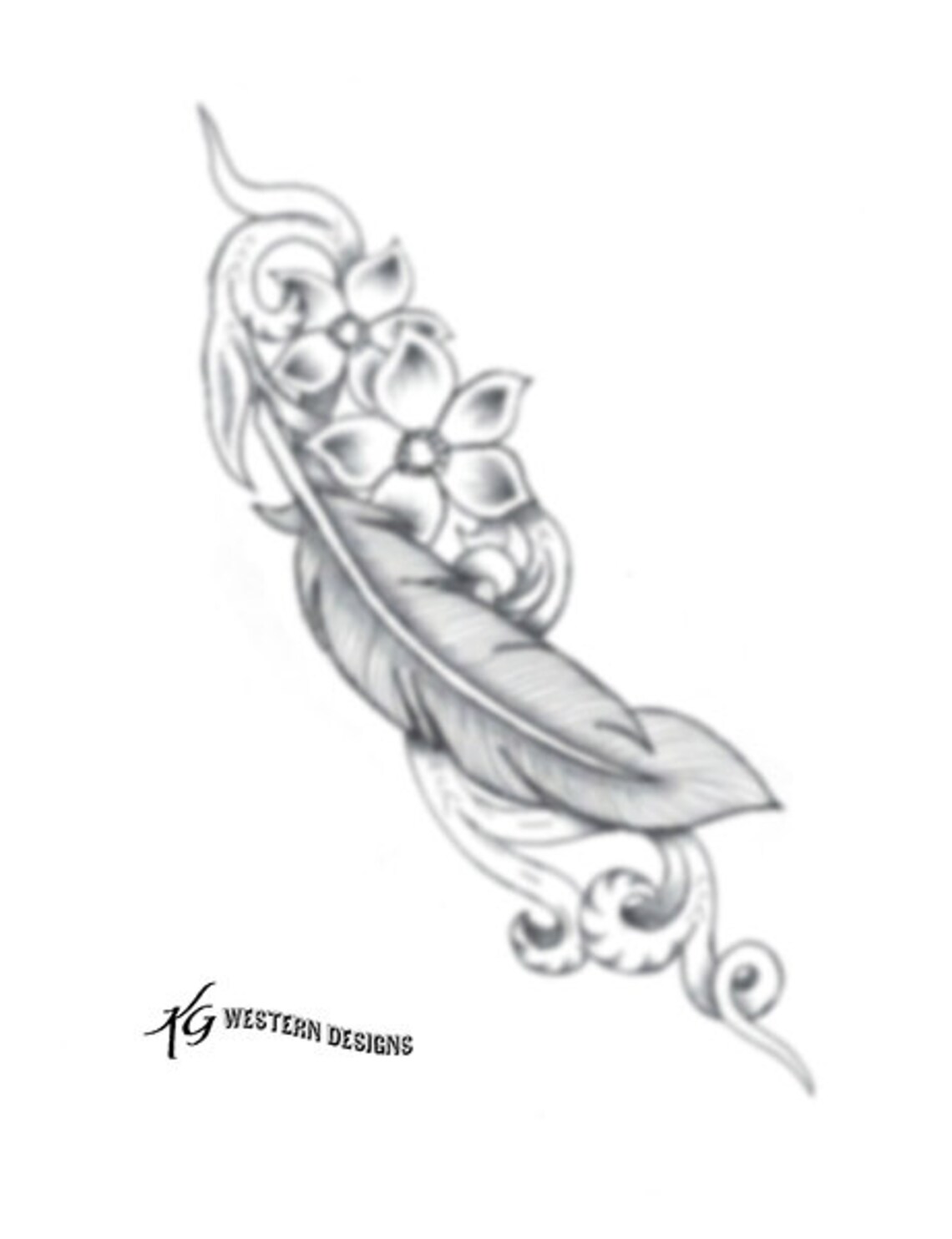 Leather Tooling Element Feather&vines Tracing Design Pattern - Etsy