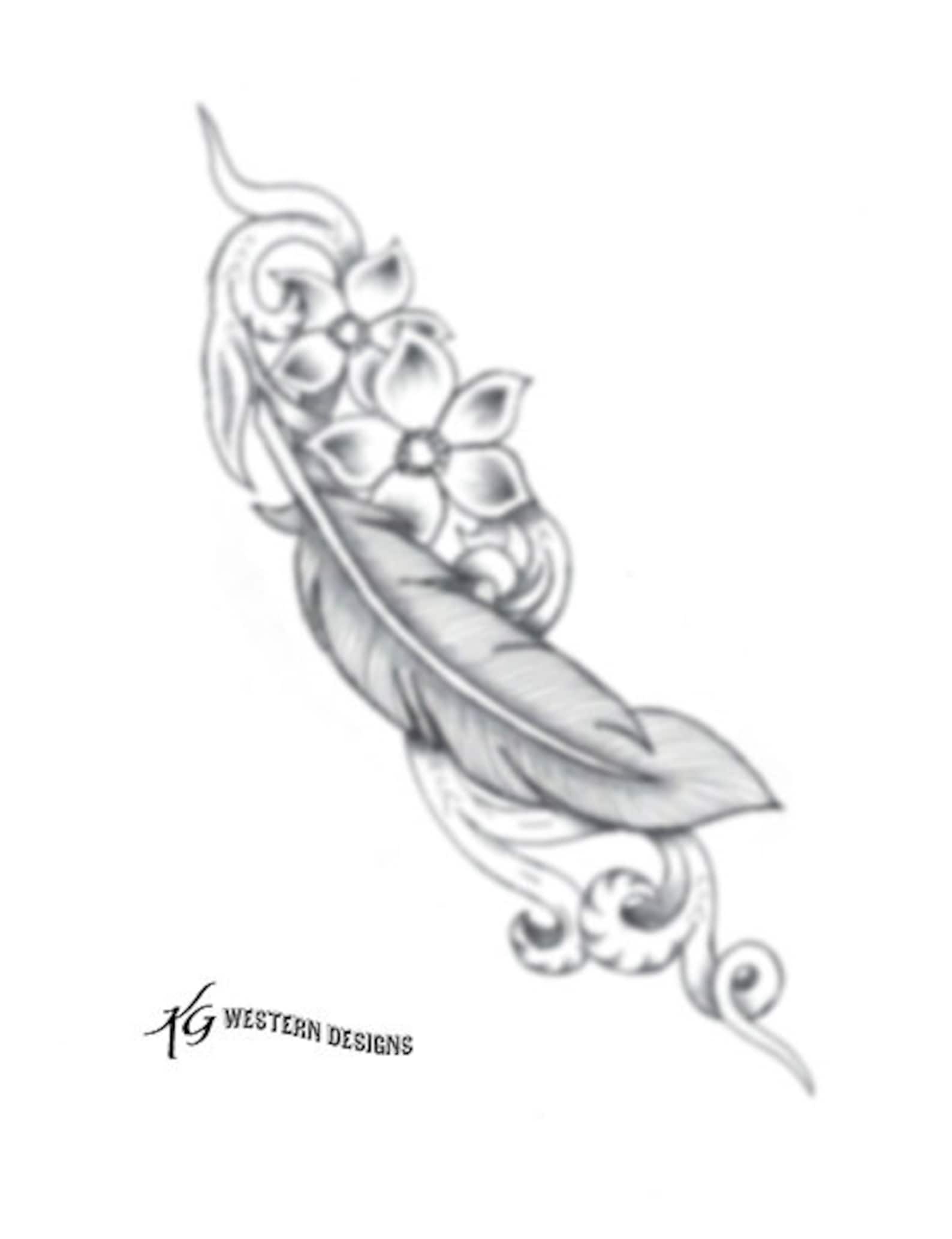 Leather Tooling Element Feather-&-vines Tracing Design Pattern PDF - Etsy