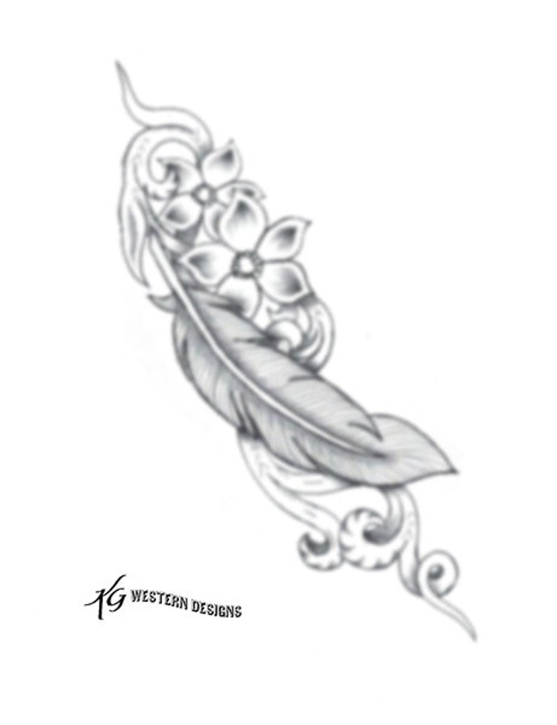 Leather Tooling Element Feather-&-vines Tracing Design Pattern PDF - Etsy