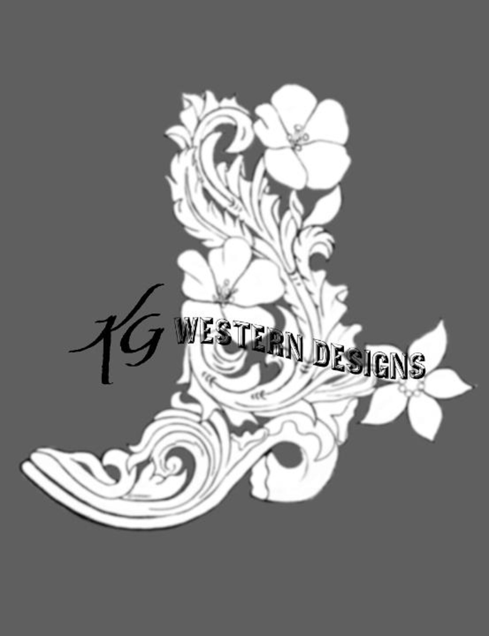 Western Boot With Spur Shape Design Floral Filigree Carving Leather ...