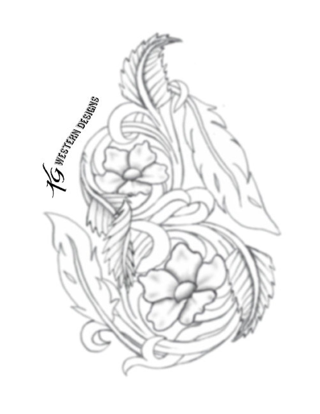 Feather-flowers-vines #5 Leather Tooling Tracing Design Pattern - Etsy