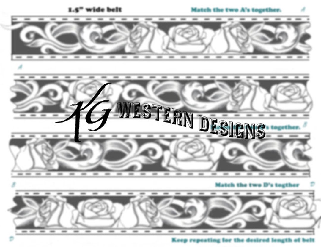Roses and Vines Leather Belt Tooling Design Pattern Download - Etsy