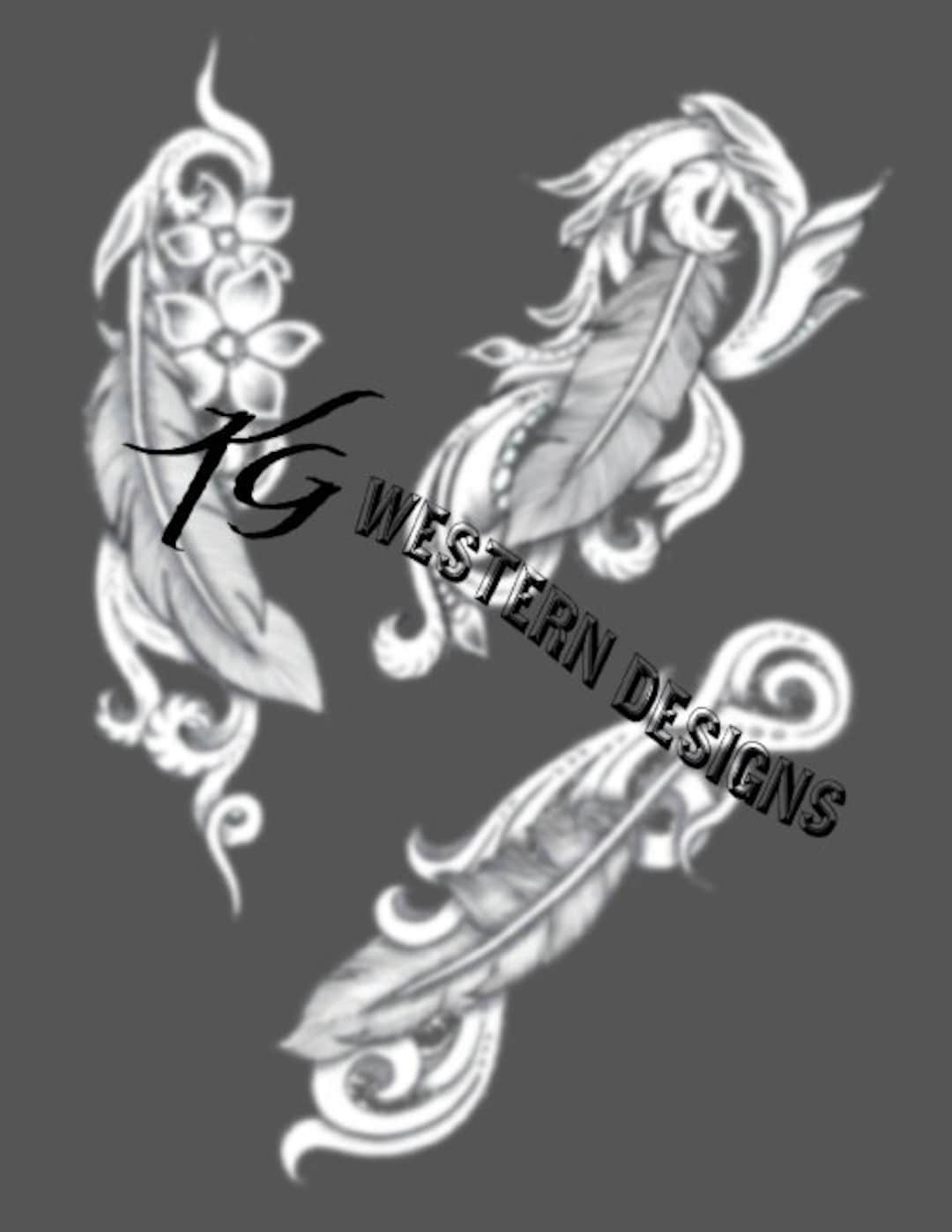 3 Pack Leather Tooling Feather-&-vines Tracing Designs Pattern PDF ...