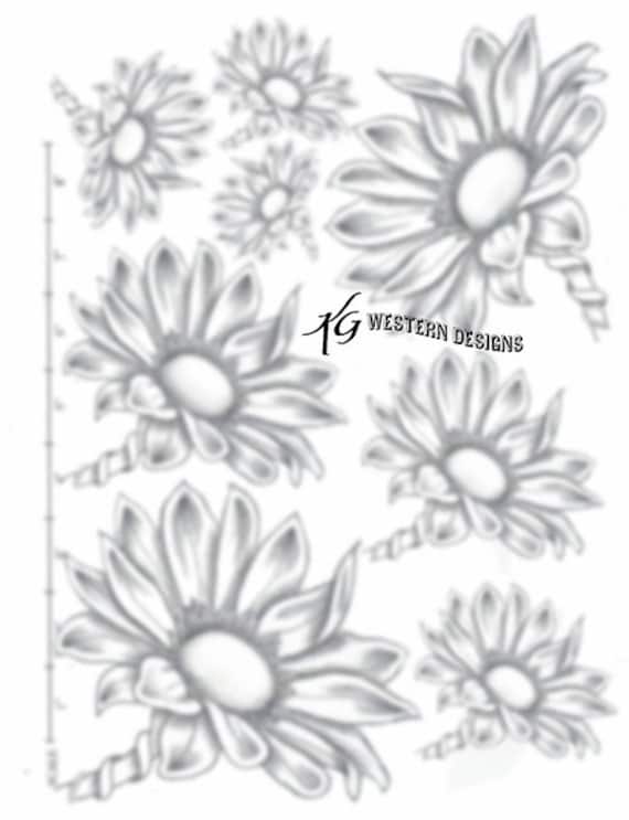 Sunflower Pattern Leather Tooled Tracing Size Pack - Etsy
