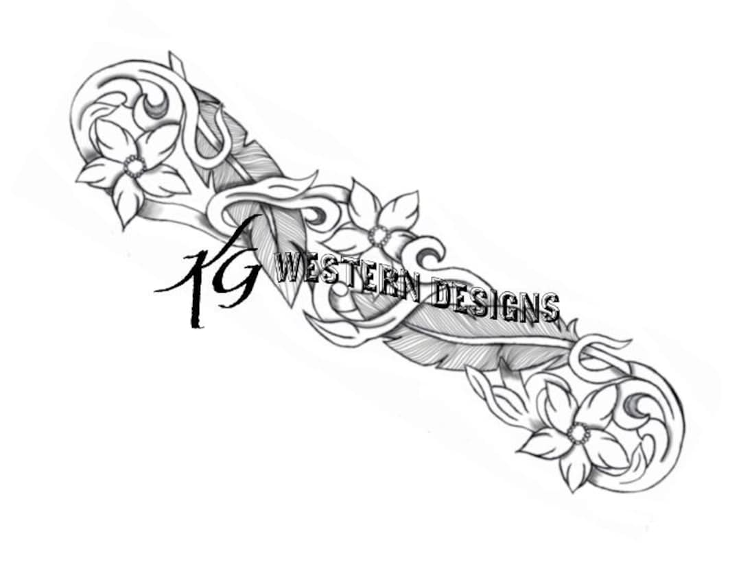 Leather Tooling Feather Flowers and Vines Tracing Design Pattern PDF ...