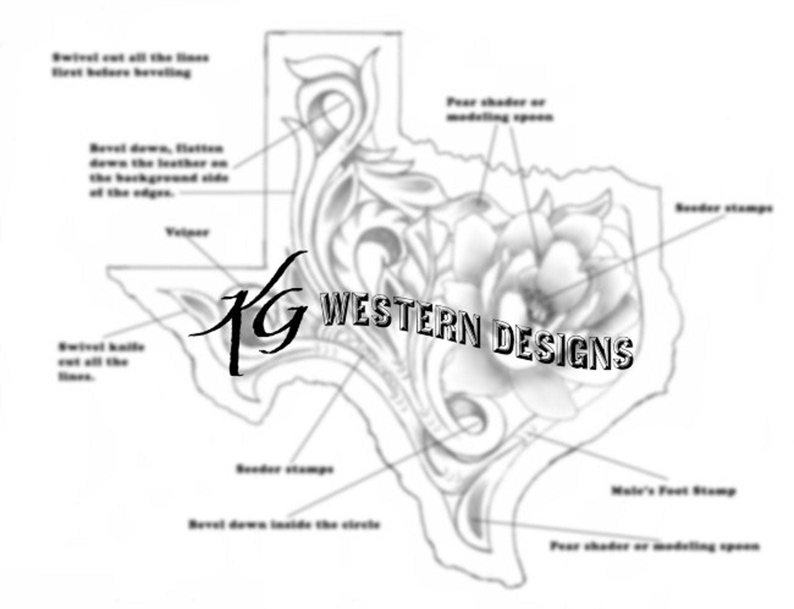 Filigree State of Texas Shape Designs Carving Leather Tooling Tracing ...