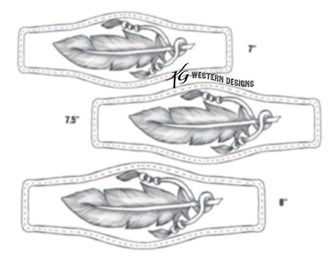 Leather Bracelet-cuff 3 Sizes Print Out Tooling Feather and Beads ...