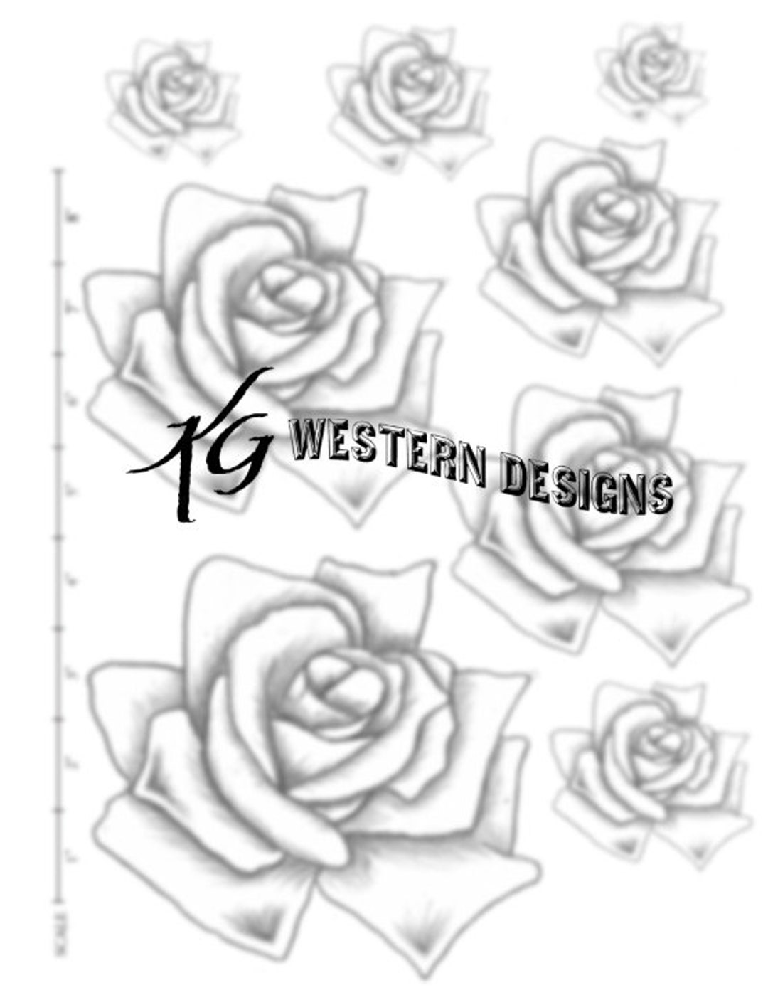 Leather Tooling Blooming Rose Flower Floral Design Tracing Size Pattern ...