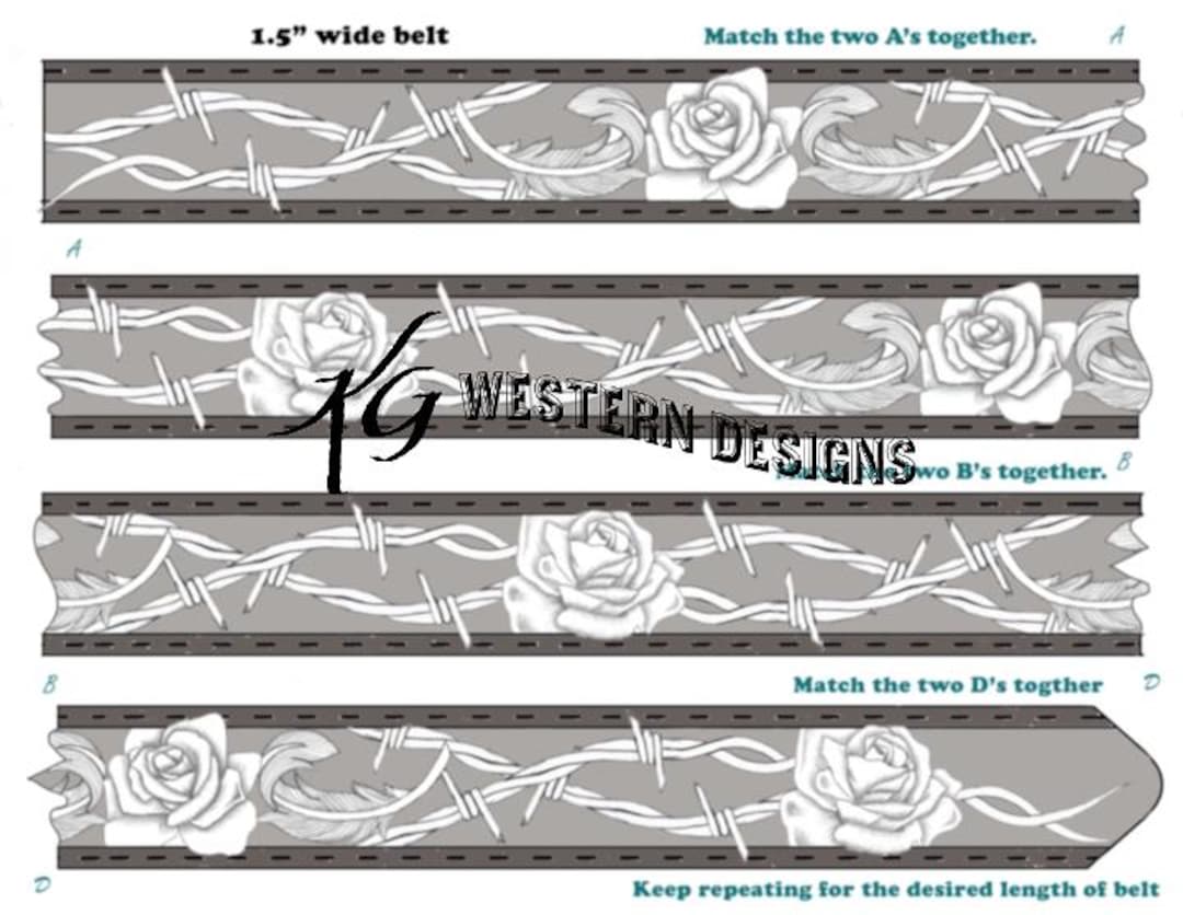 Roses & Barbwire- Leather Belt Tooling Design Pattern Download - Etsy
