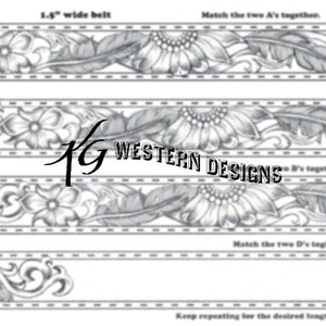 3 Leather Belt Patterns- PDF Pack- Western Tooling, Sunflowers ...