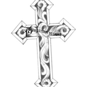 Western Cross Filigree Leather Tooling Tracing Design Pattern, Western ...