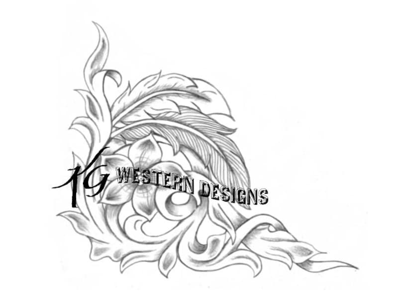 Leather Filigree Western Floral Scrollwork Corner Frame Design Tracing ...