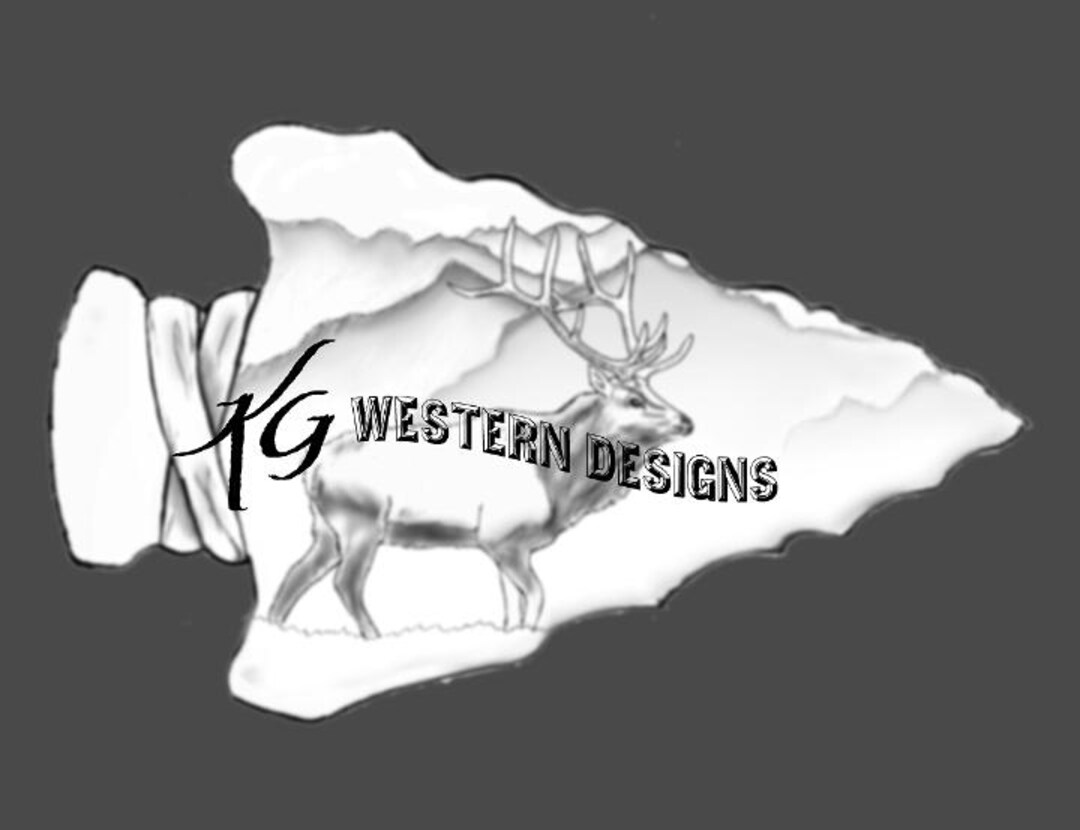 Elk in Mountain Scene, Inside Arrowhead Outline- Design Carving Tracing ...