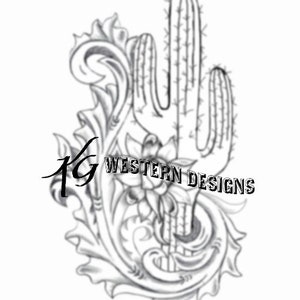 Southwest Desert Cactus Design- Western Scrollwork- Leather Carving ...