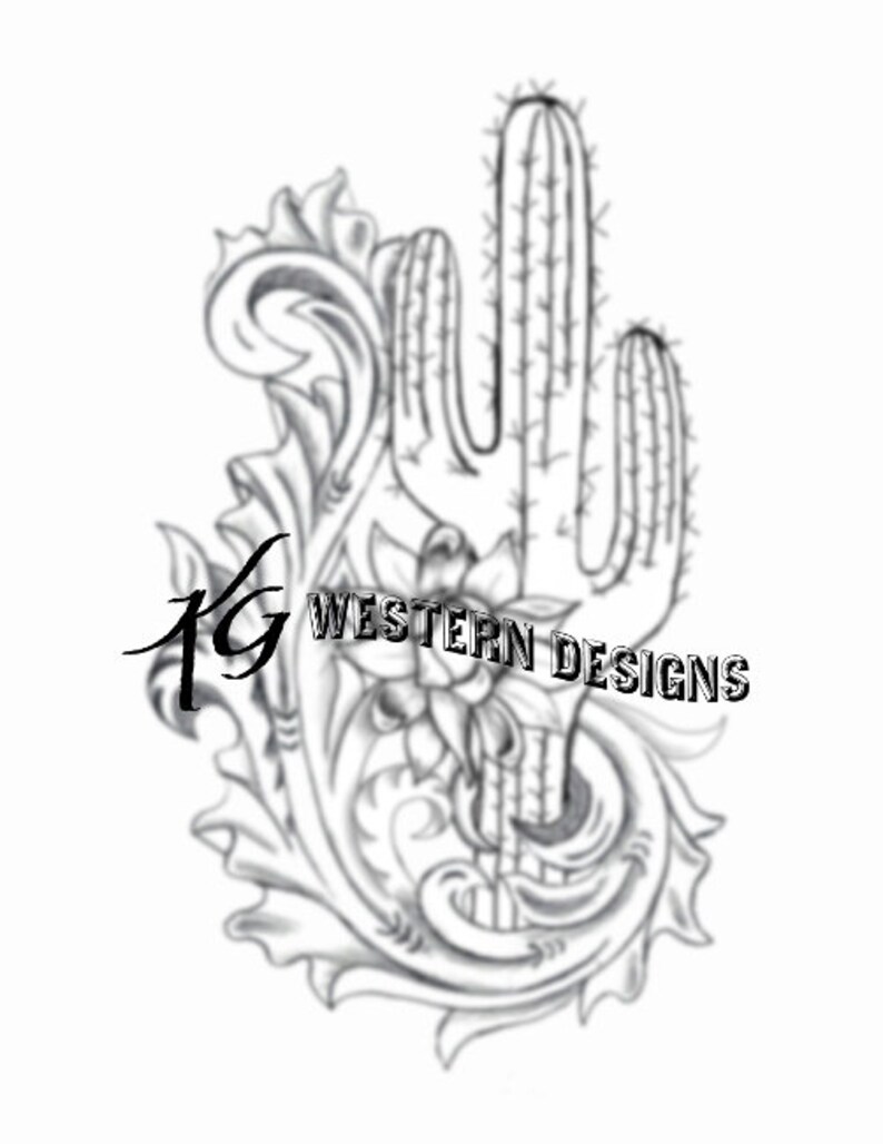 Southwest Desert Cactus Design- Western Scrollwork- Leather Carving ...