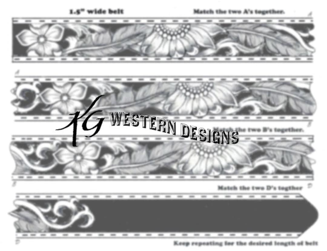 Leather Belt Tooling Sunflower + Feathers- Design Pattern PDF Download ...