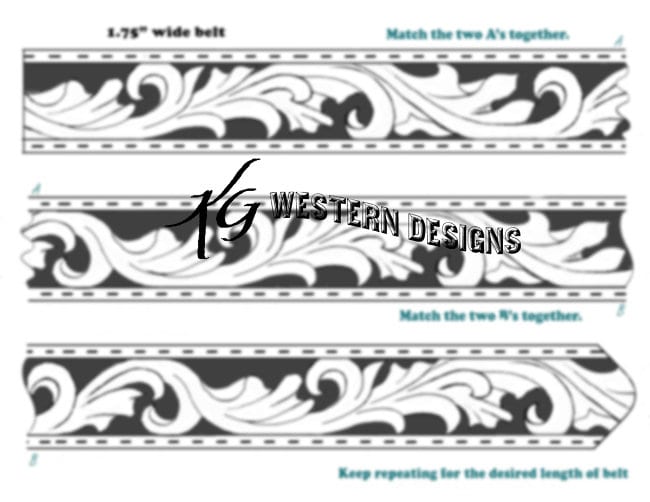 Leather Belt Tooling Pattern -Western Scrollwork Filigree -Digital ...