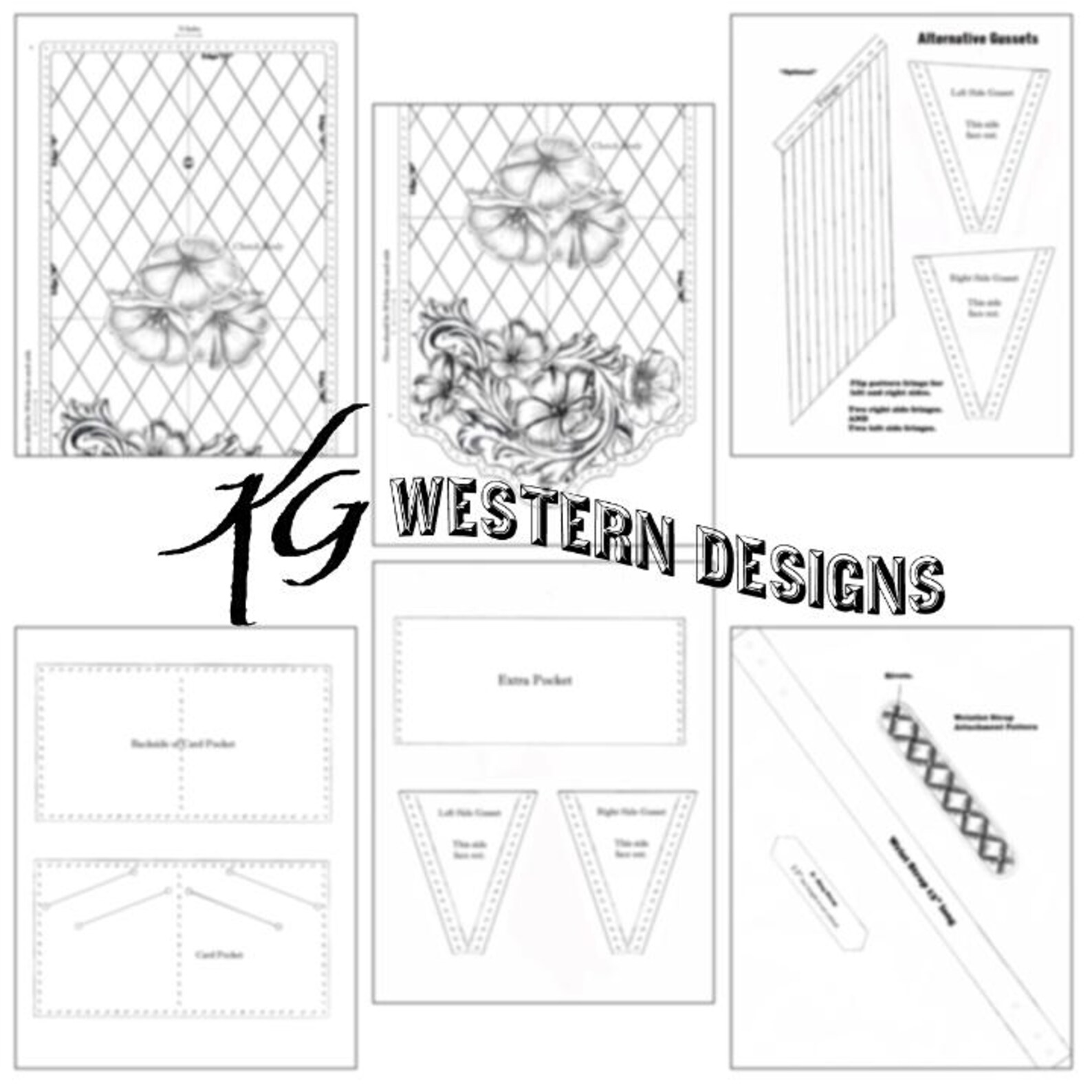 Leather Tooled Bifold Wallet Clutch Pattern Template With Fringe PDF ...