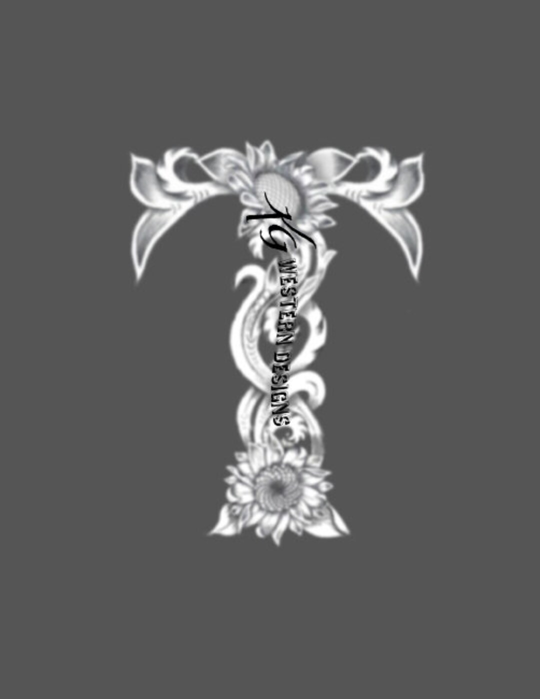 Letter T- Leather Tooling- Feathers-vines & Sunflowers Tracing Design ...