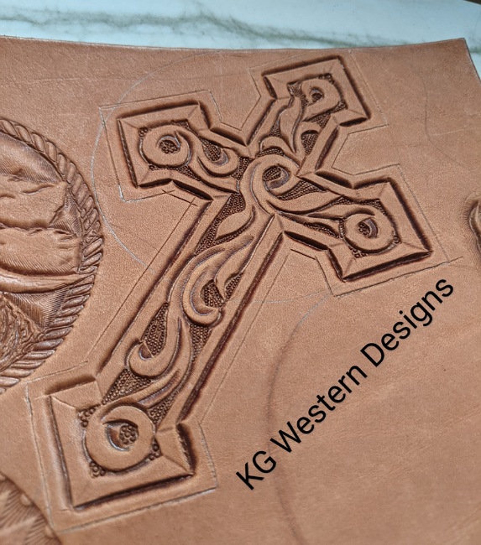 Western Cross Filigree Leather Tooling Tracing Design Pattern, Western ...