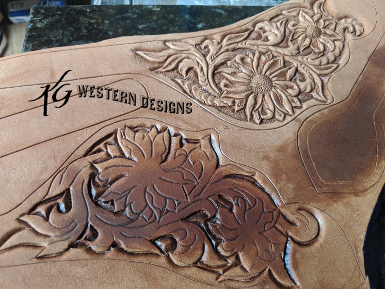 Spur Straps Pattern Template- Floral, Sunflowers, Daisy's- Western ...
