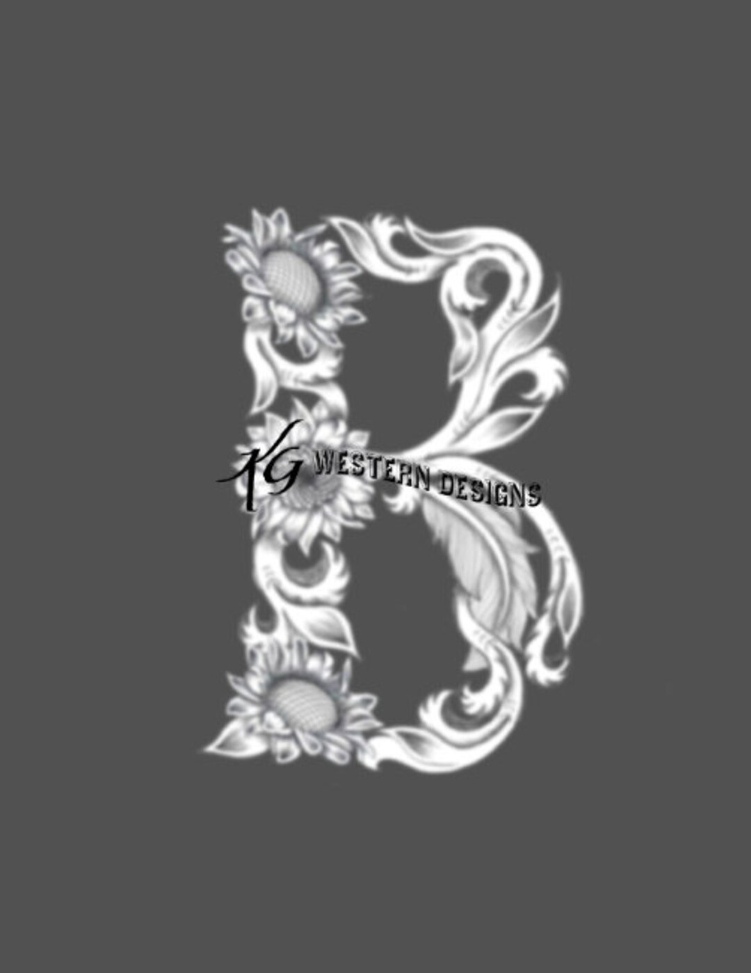 Letter B - Leather Tooling- Feathers-vines & Sunflowers Filigree ...