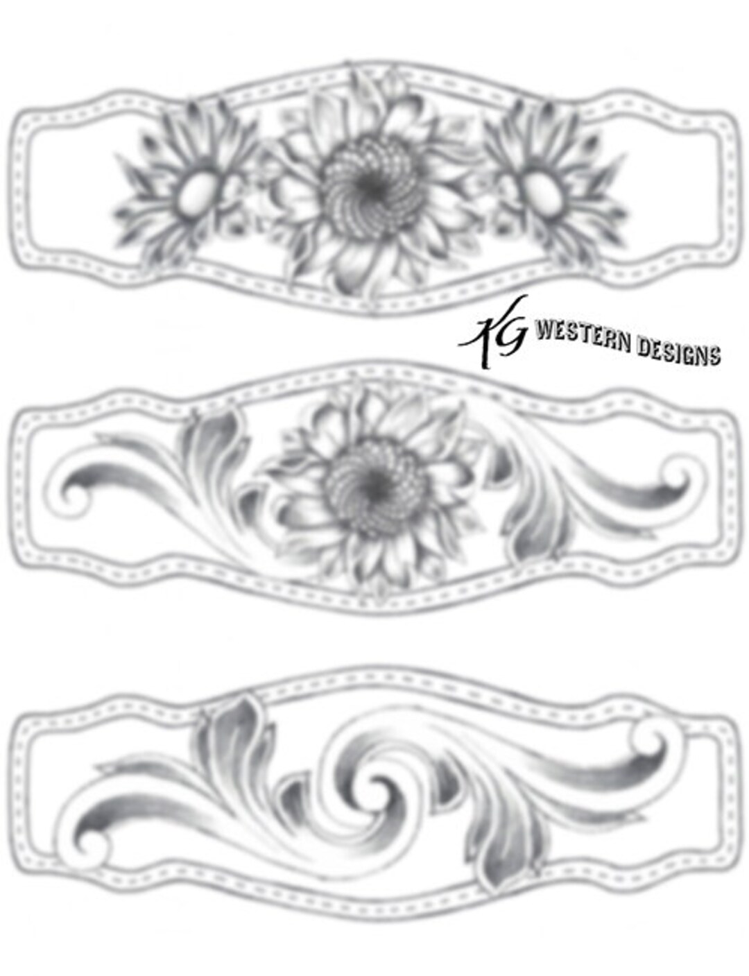 Sunflower Daisy DIY Leather Tooling Design Bracelet Pattern Pack ...
