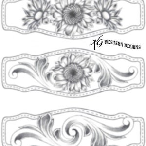 Sunflower Daisy DIY Leather Tooling Design Bracelet Pattern Pack ...
