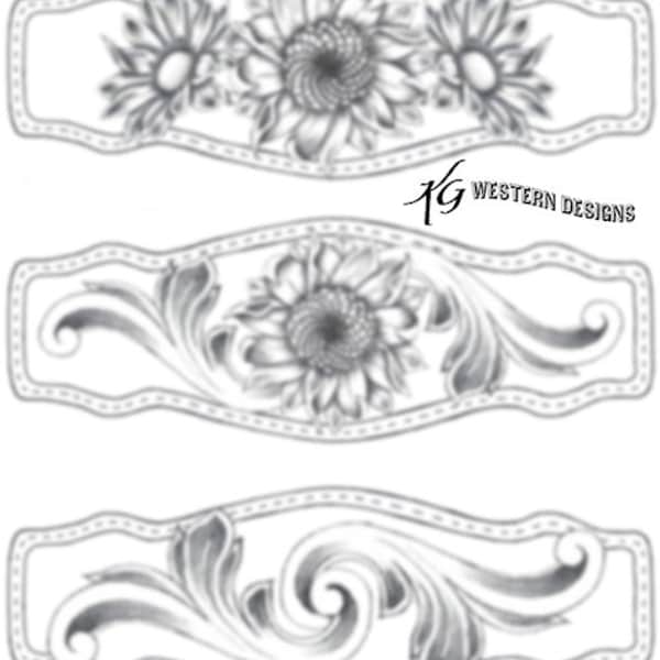 Leather Sunflower Tooling Pattern - Etsy