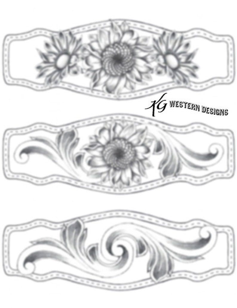 Sunflower Daisy DIY Leather Tooling Design Bracelet Pattern - Etsy