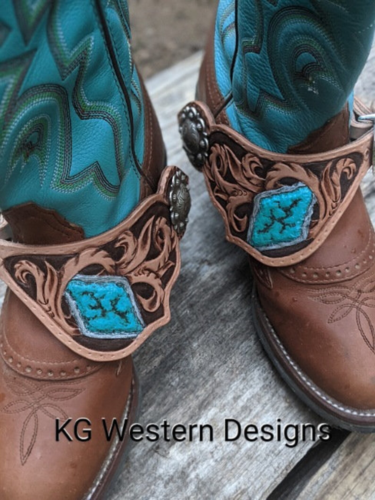 Leather Spur Strap Pattern PDF -tooling Template- Turquoise Stone With ...