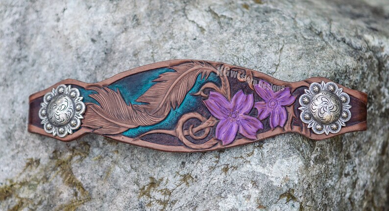 Leather Tooling Cuff Patterns Feathers and Flowers With - Etsy