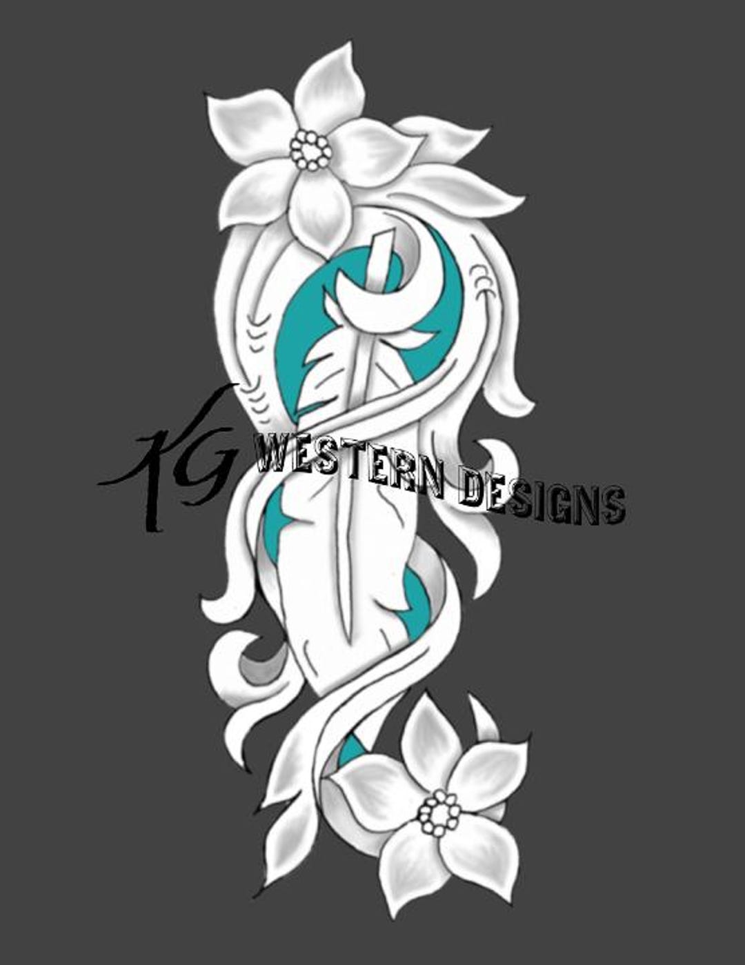 Leather Tooling Feather-vines-flowers-western-design Design Pattern ...