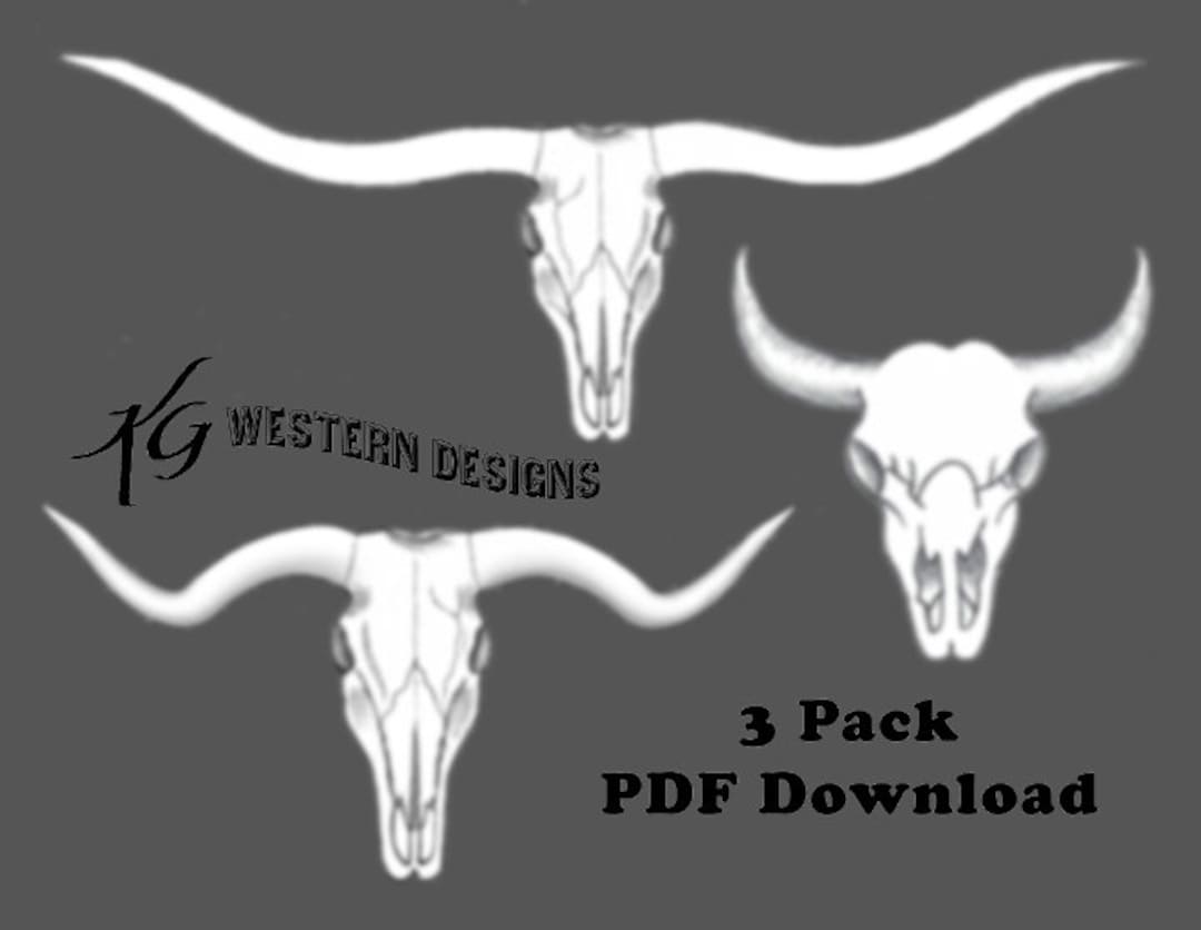 3 Pack Cowskulls Western Longhorns Design Carving Leather Tooling ...
